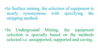 Mine development tools, machineries and equipments | PPTX