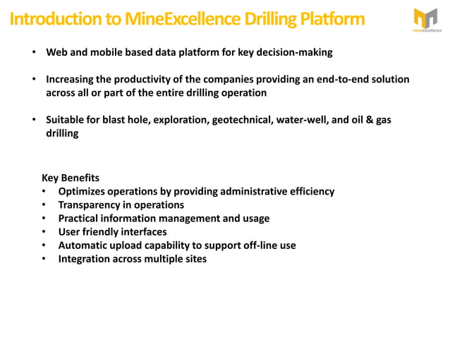 MineExcellence Drilling Platform | PPT