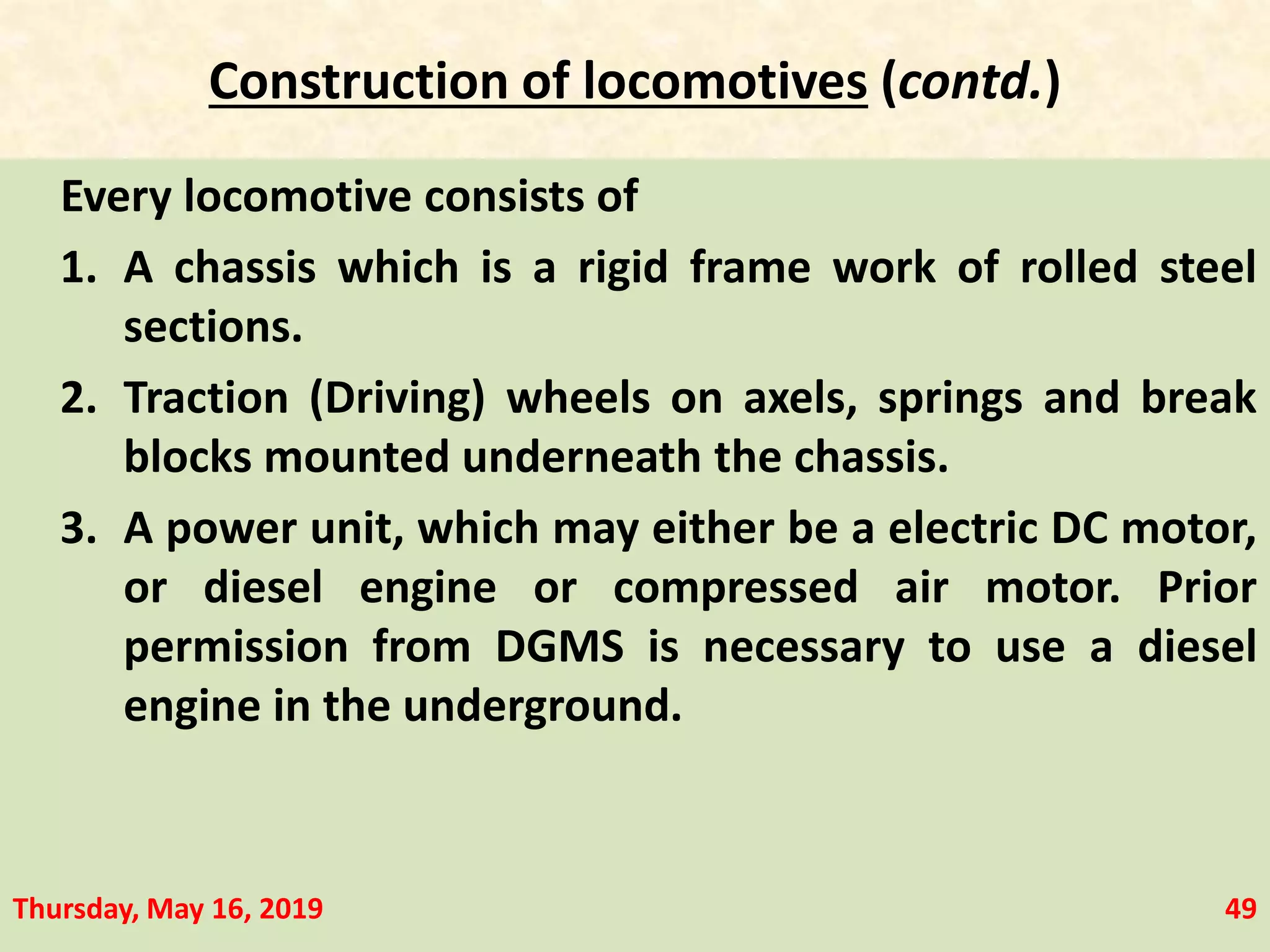 Mine locomotive ppt (under ground transport system ) | PPTX