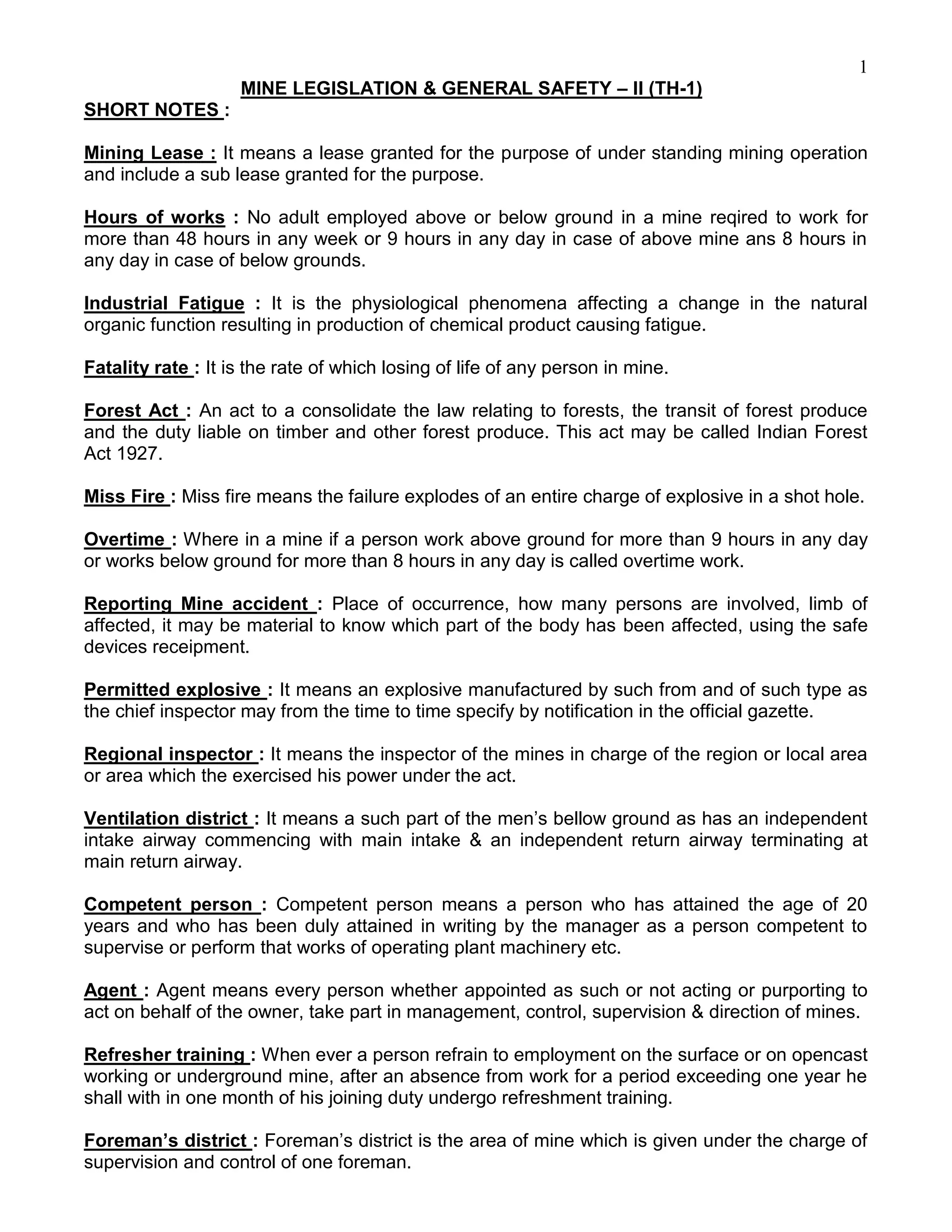 MINE MANAGEMENT LEGISLATION-II_short notes.pdf