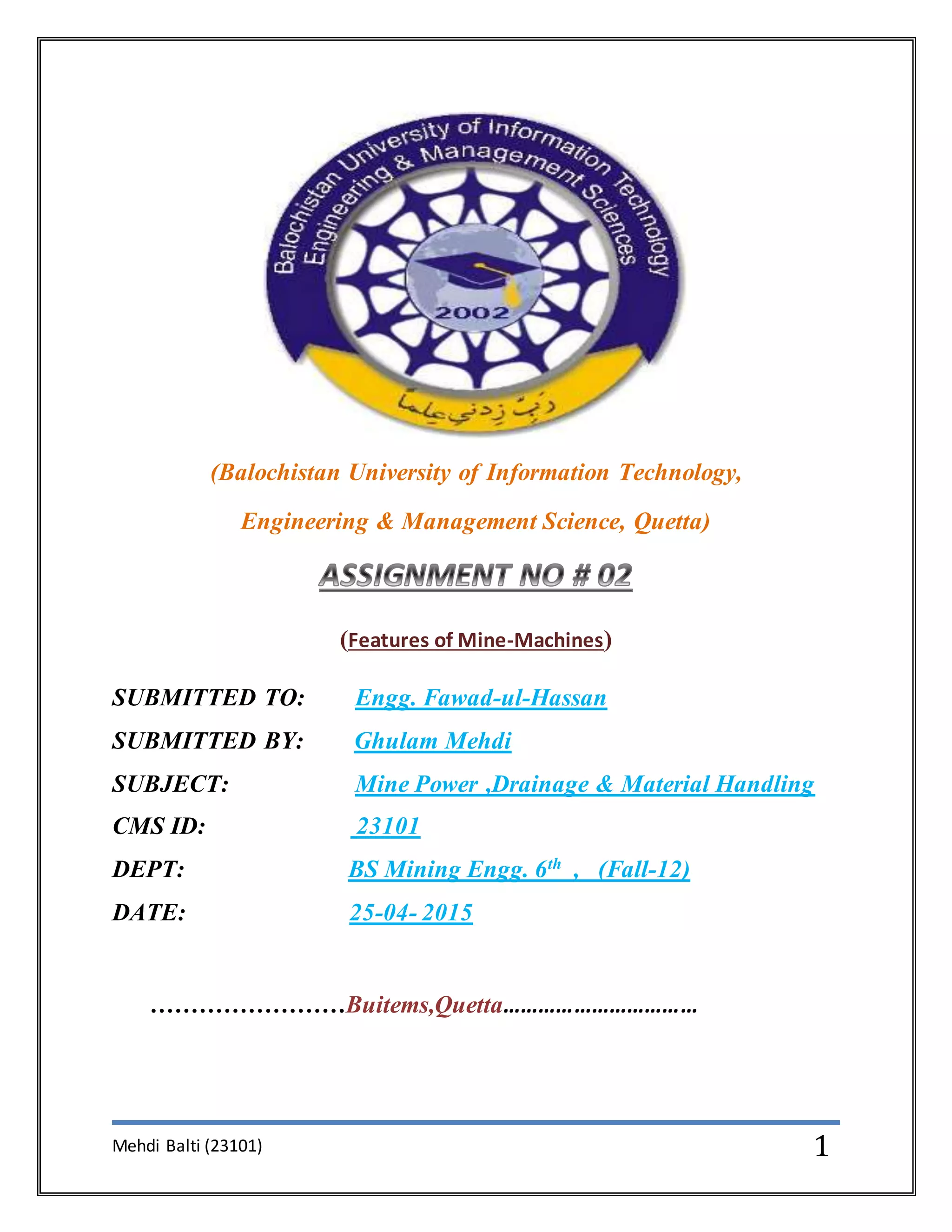 Mine Power & Drainage System | PDF