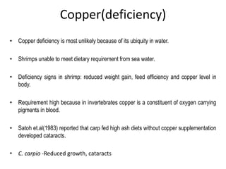 Mineral deficiency and toxicity in fish | PPTX