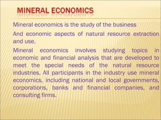 Mineral economics | PPT