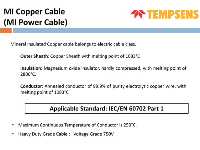 Mineral insulated (mi) cables | PPTX