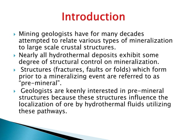 Mineralization Controlled By Tectonics And Structuresppt Geography Science