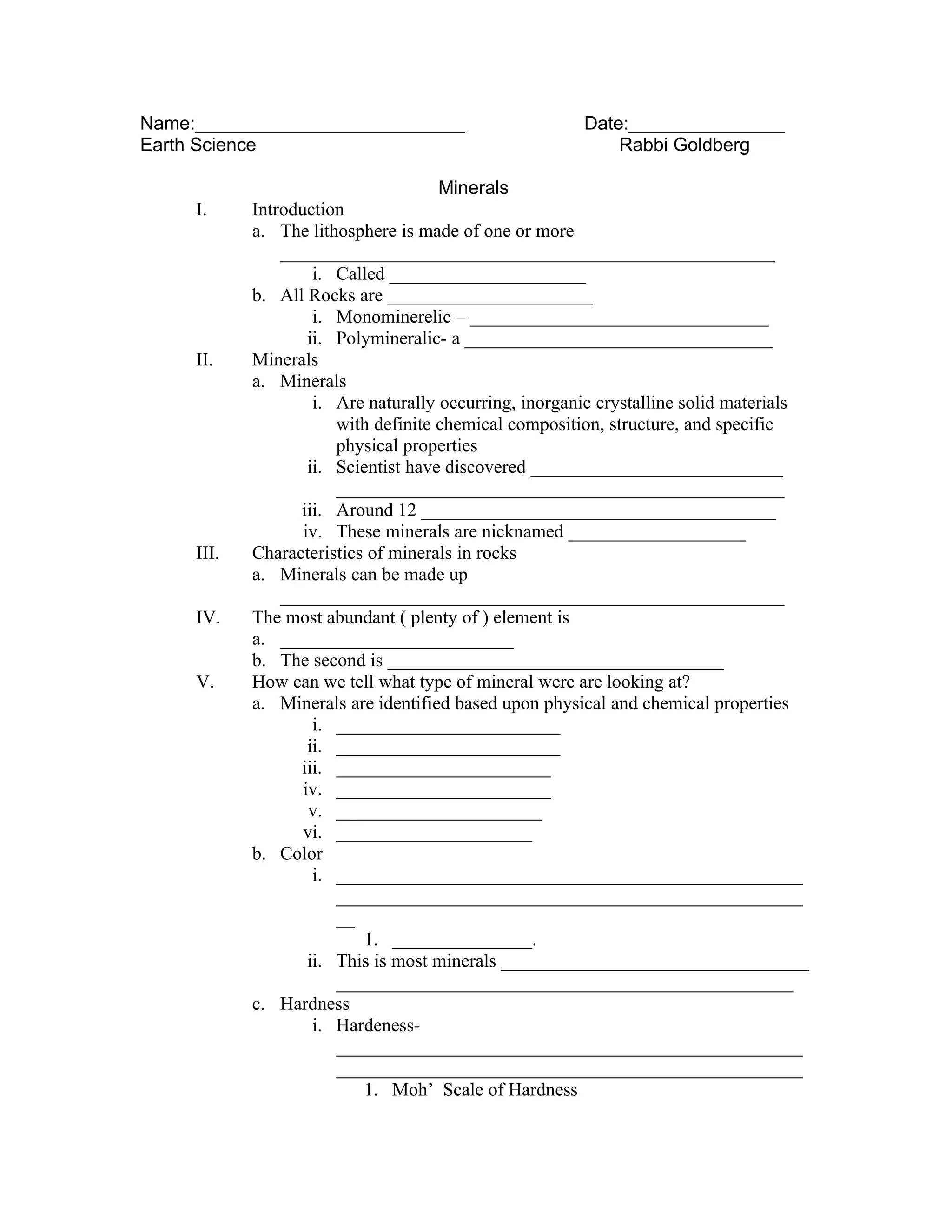Mineral notes | DOC | Geology | Science