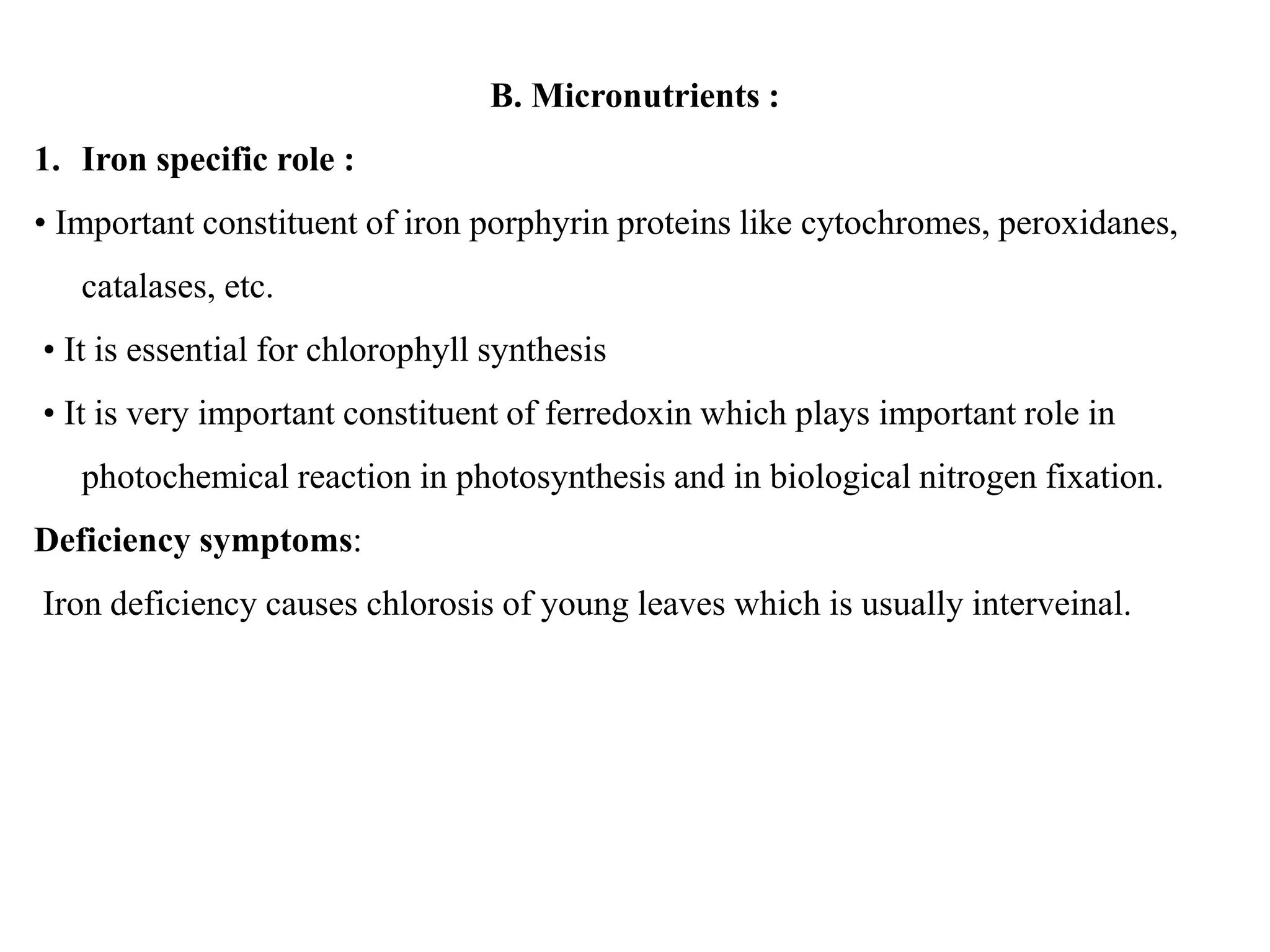 Mineral nutrition of Plants: Functions and deficiency symptoms of ...
