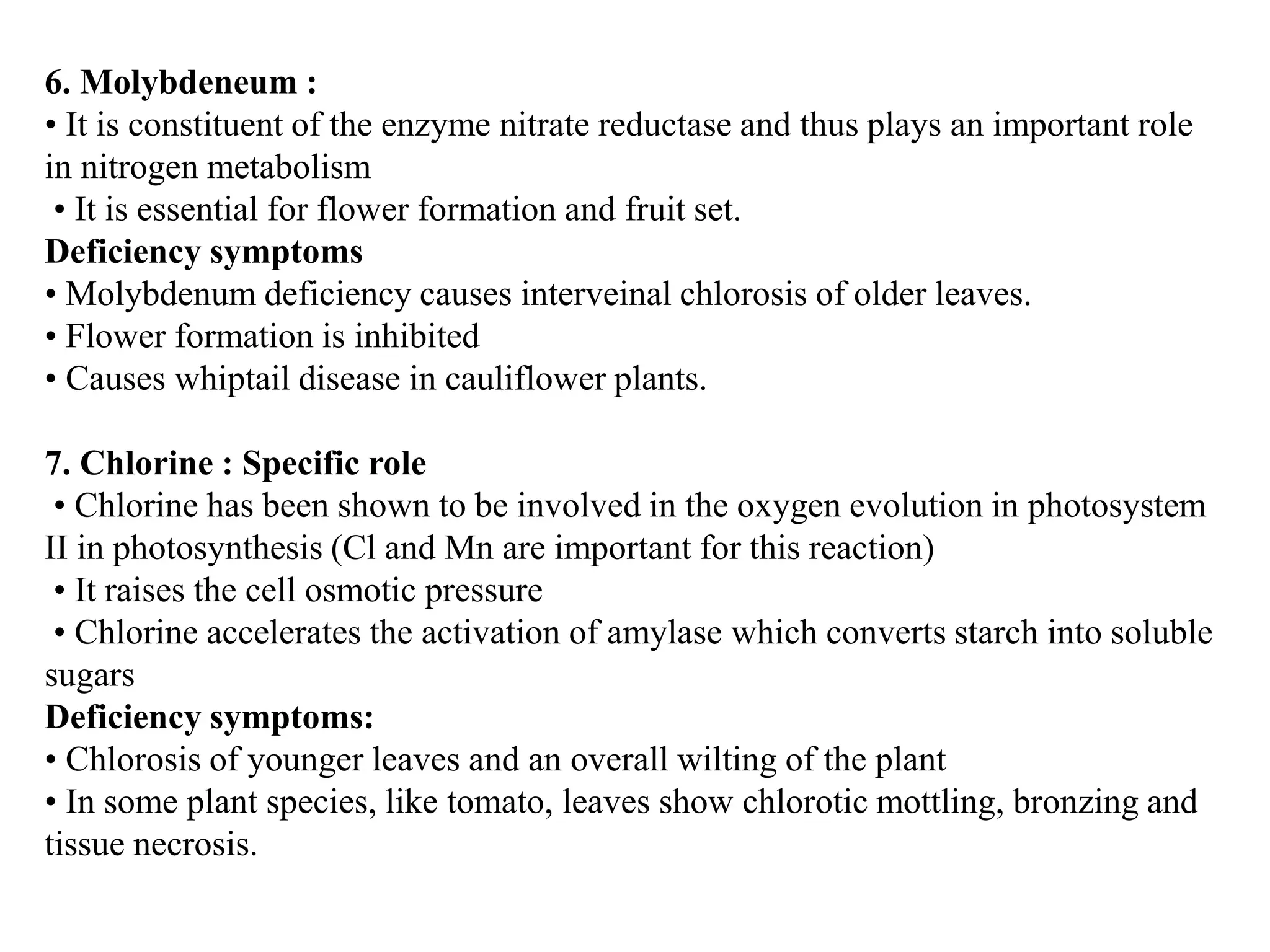 Mineral nutrition of Plants: Functions and deficiency symptoms of ...