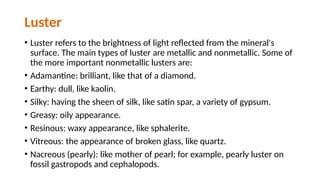 Civil Engineering GEOL40 Geology (MINERALOGY) | PPTX