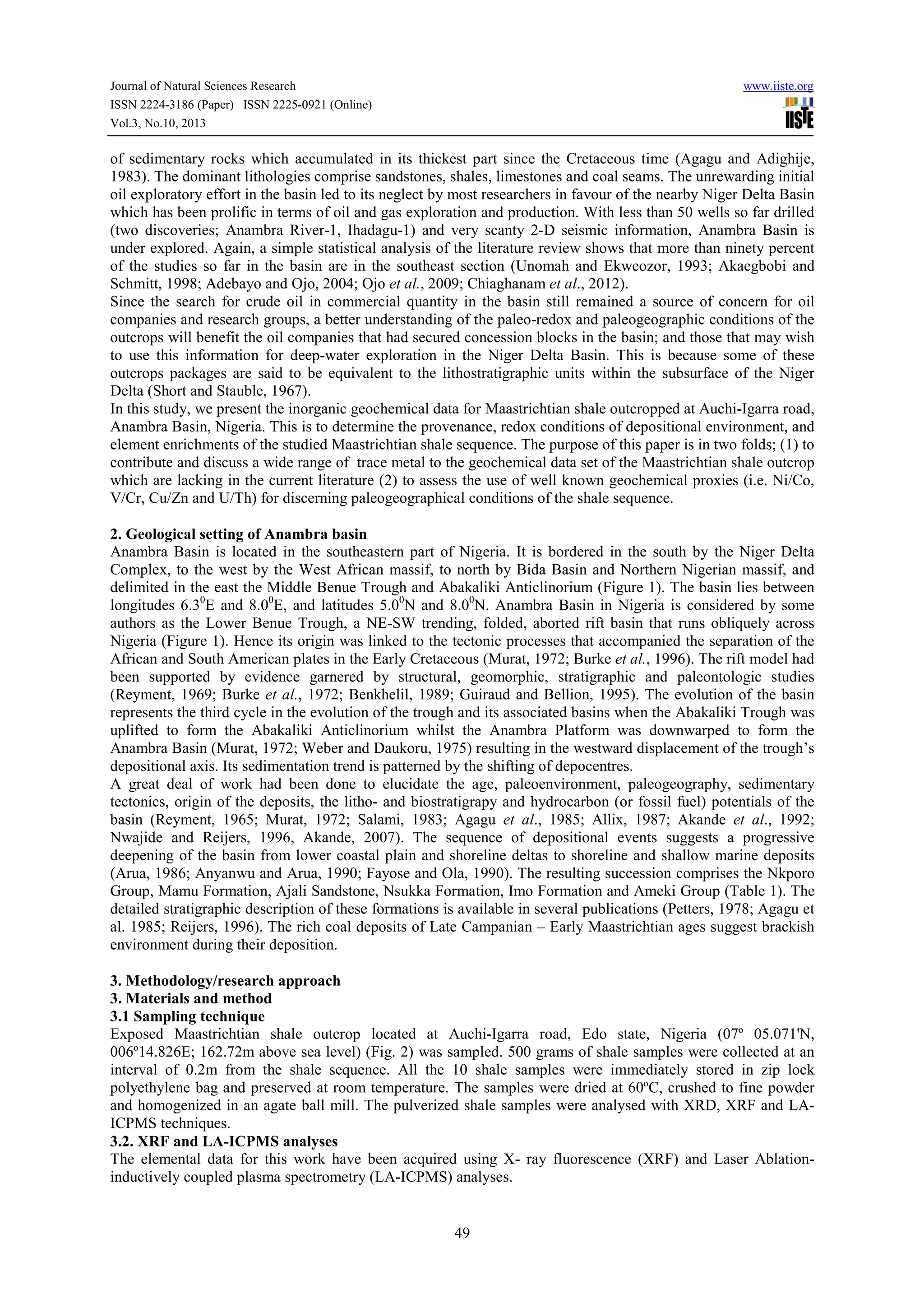 Mineralogy and geochemical appraisal of paleo redox indicators in ...