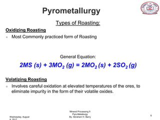 Mineral Processing (Pyrometallurgy) | PPTX