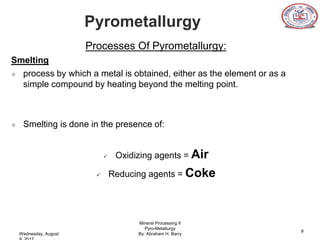 Mineral Processing (Pyrometallurgy) | PPTX