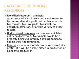 Mineral resources and types of mining | PPTX