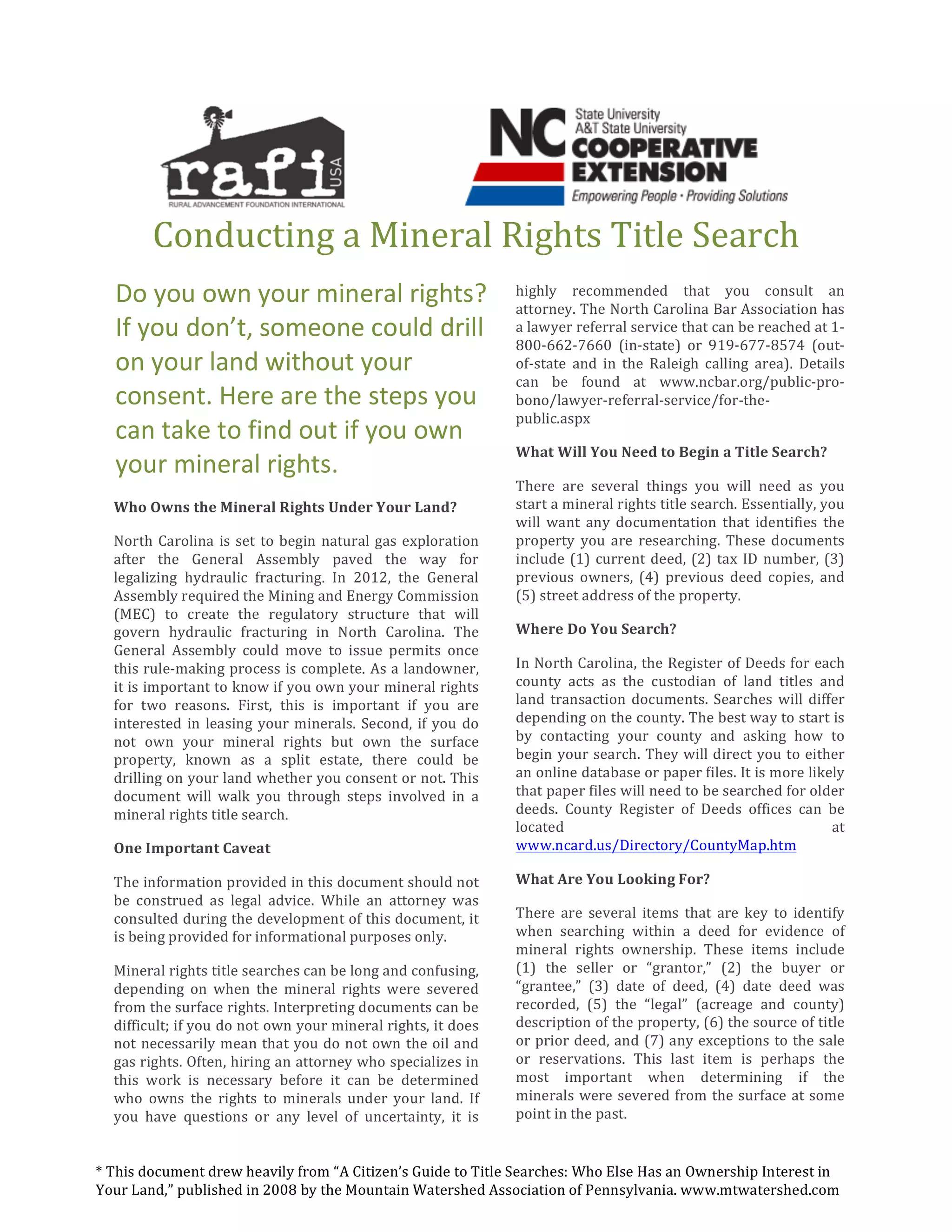 How to Conduct a Mineral Rights Title Search | PDF