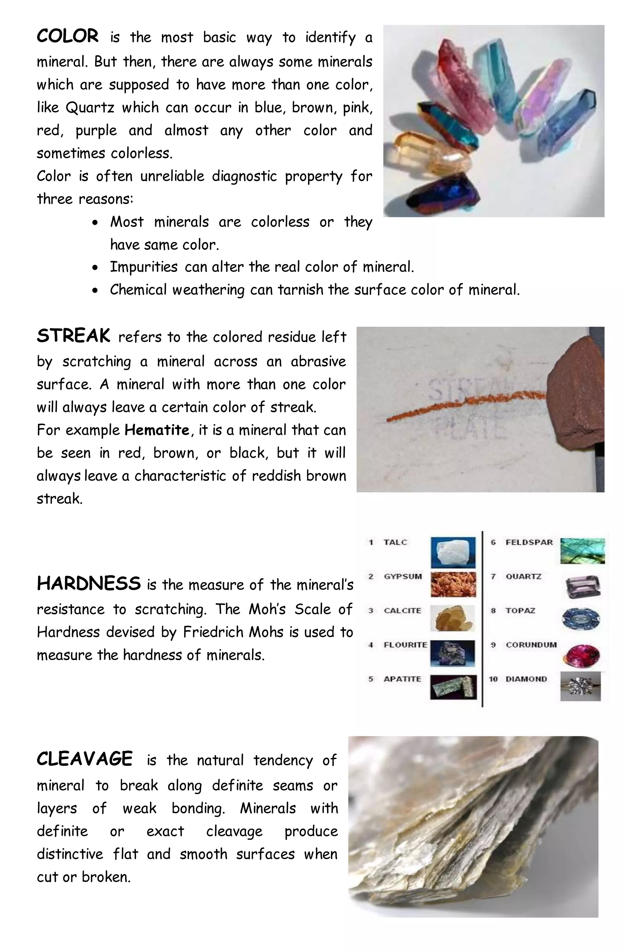 Identifying Minerals | DOCX