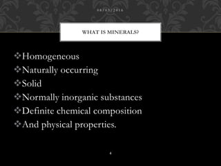 Minerals | PPTX | Geology | Science