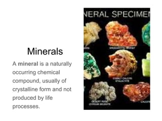 Minerals | PPTX | Geology | Science