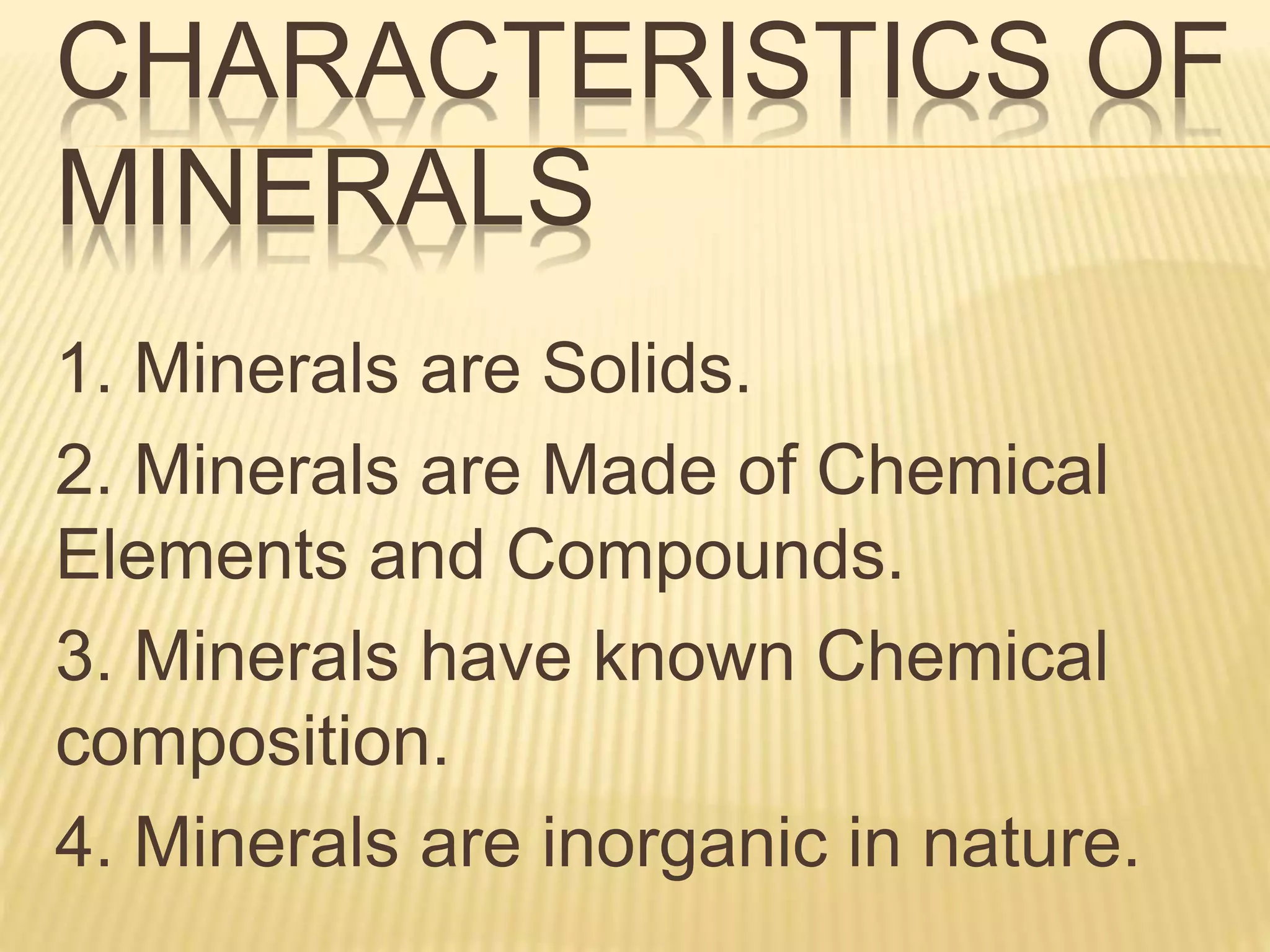 Minerals | PPTX | Chemistry | Science