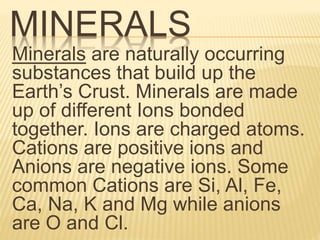 Minerals | PPTX | Chemistry | Science