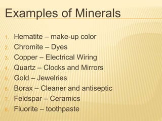 Minerals | PPTX | Chemistry | Science