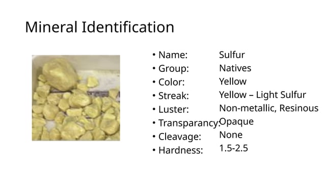 Minerals identification Physical Geology | PPTX | Geology | Science