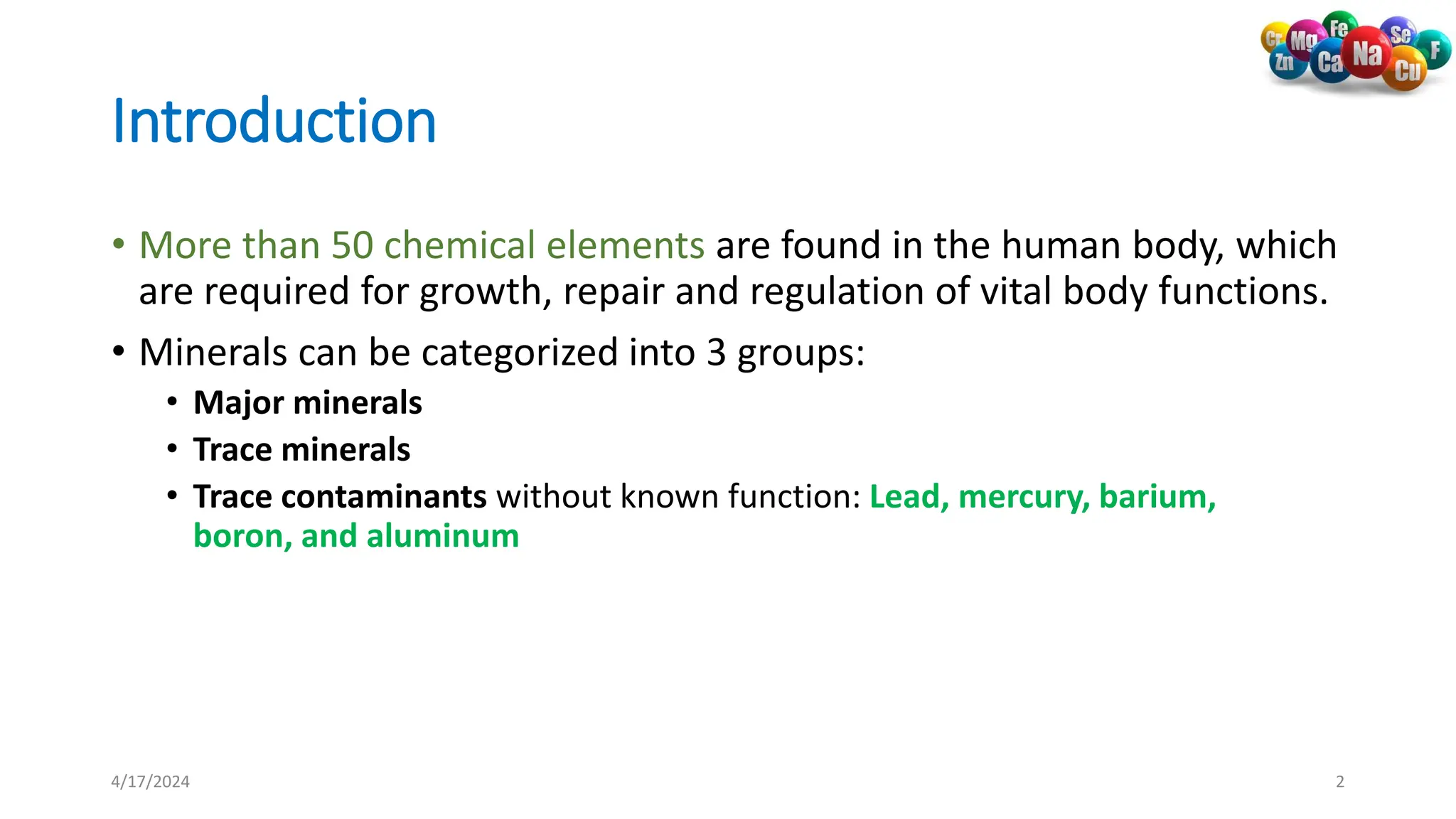 minerals (2).pptx Major Minerals Also known as Macro-minerals They are ...