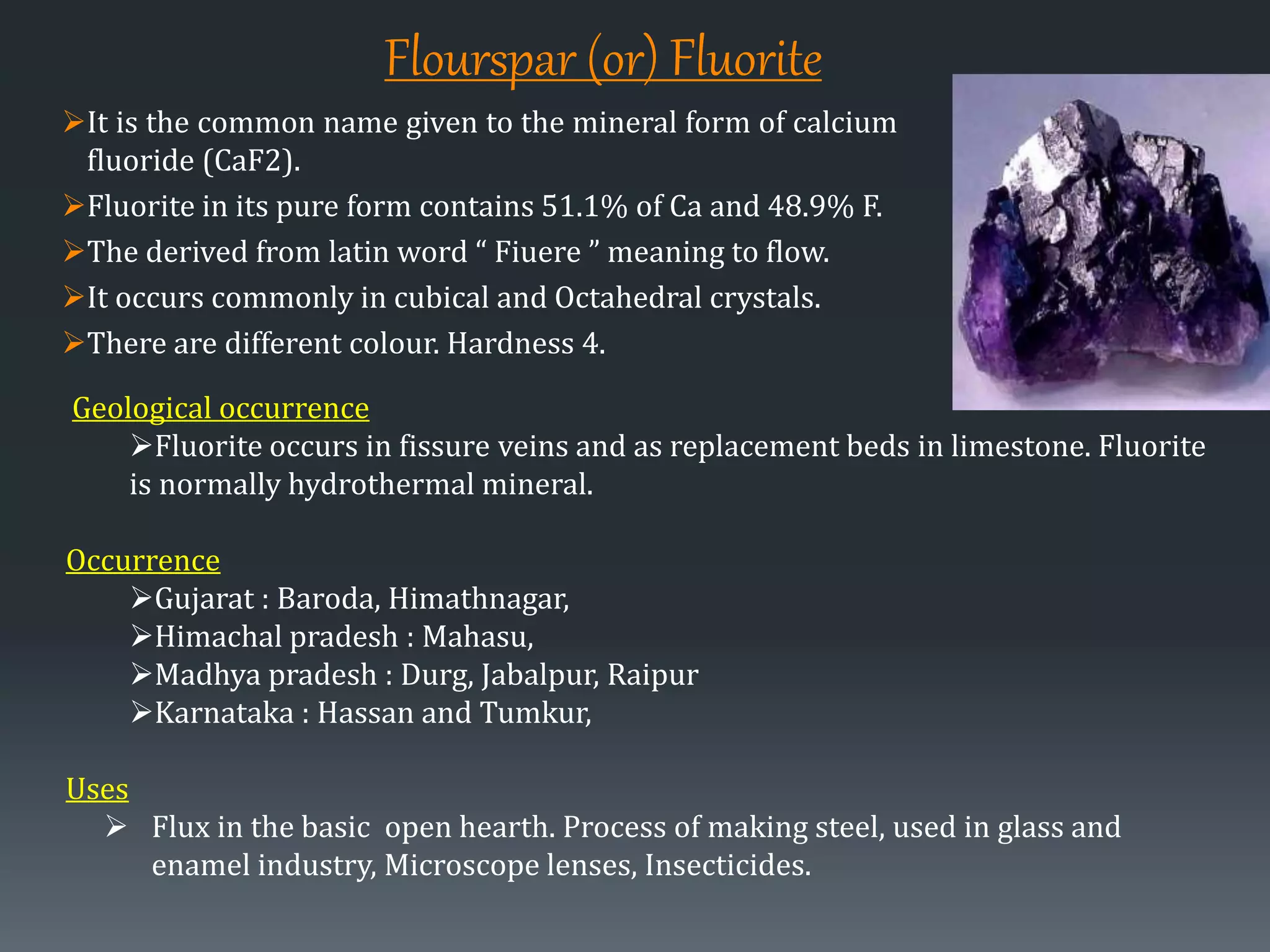 Minerals and metals for chemical industries | PPTX