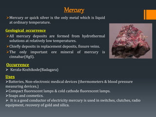 Minerals and metals for chemical industries | PPTX