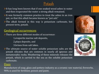 Minerals and metals for chemical industries | PPTX