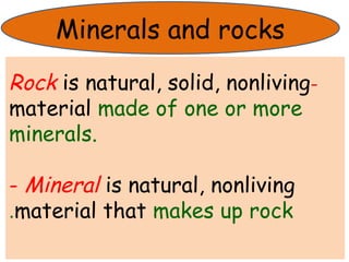 Minerals and rocks | PPT | Geology | Science