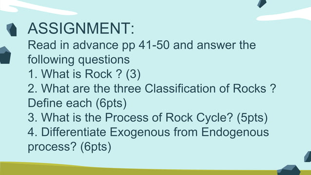 MINERALS AND ROCKS ENDONOUS EXOGENOUS PROCESS.pptx