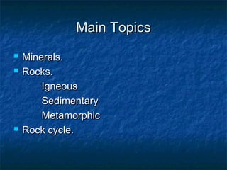 Minerals and rocks for presentations | PPT