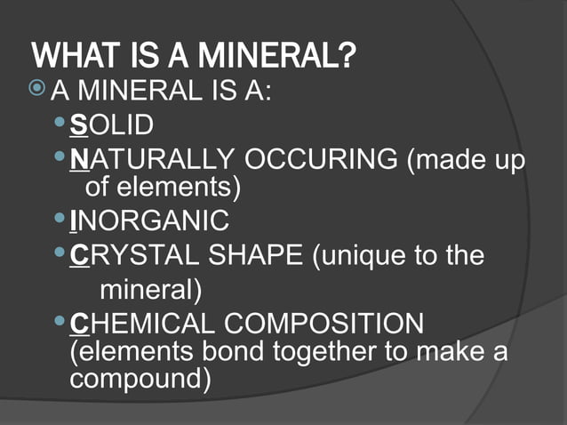 CHARACTERISTICS OF MINERALS AND THEIR PROPERTIES.ppt | Chemistry | Science