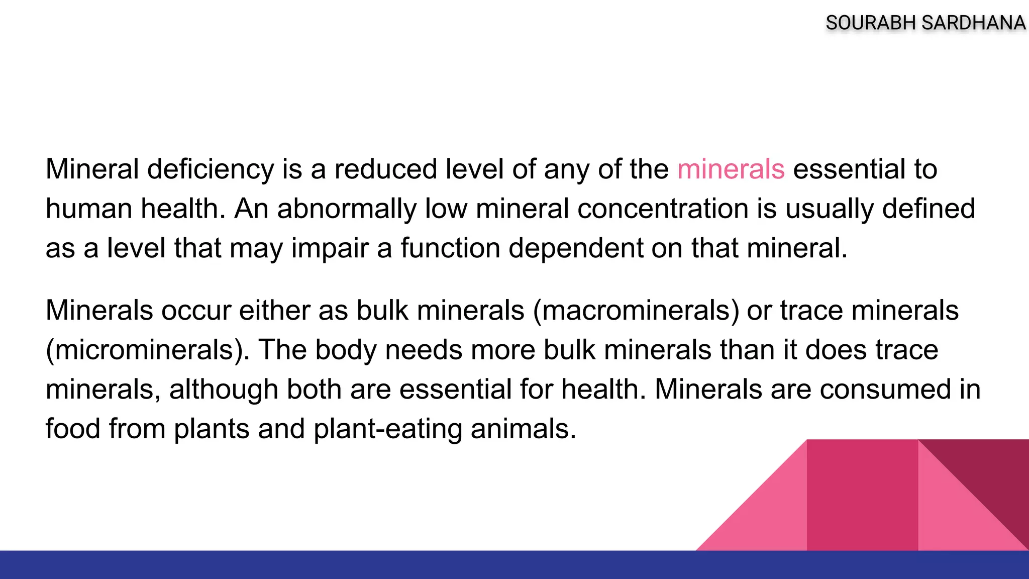 Minerals deficiency-SOURABH SARDHANA | PPTX