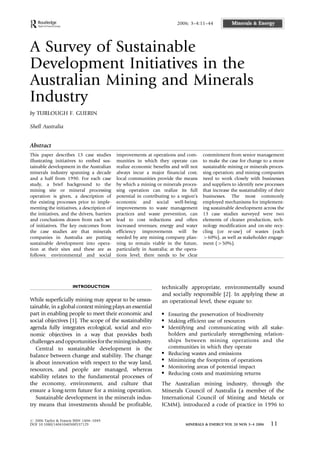 A Survey of Sustainable Development Initiatives in the Australian ...