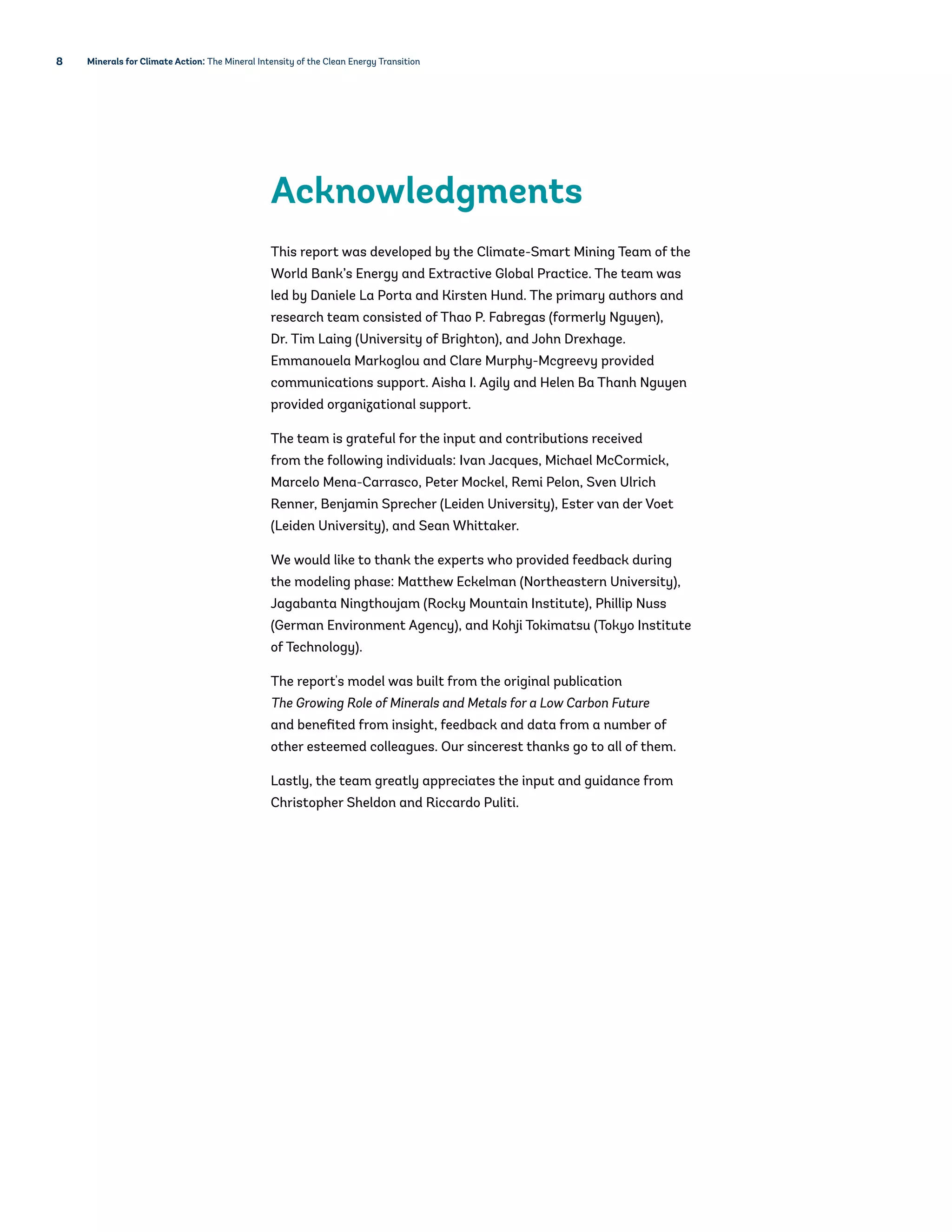 World Bank Report : Minerals for Climate Action-Clean Energy Transition ...