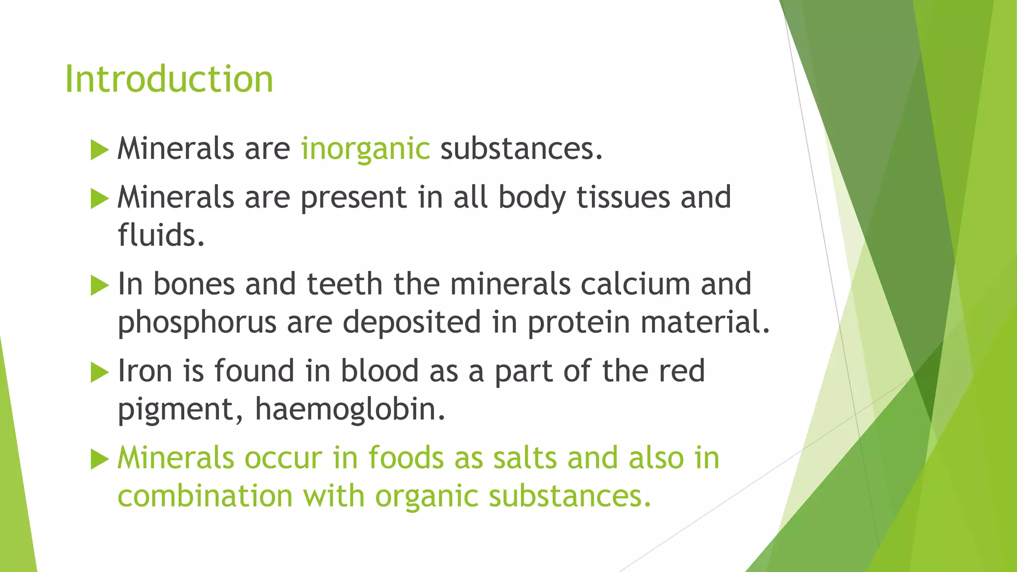 Minerals in human body general introduction | PPTX