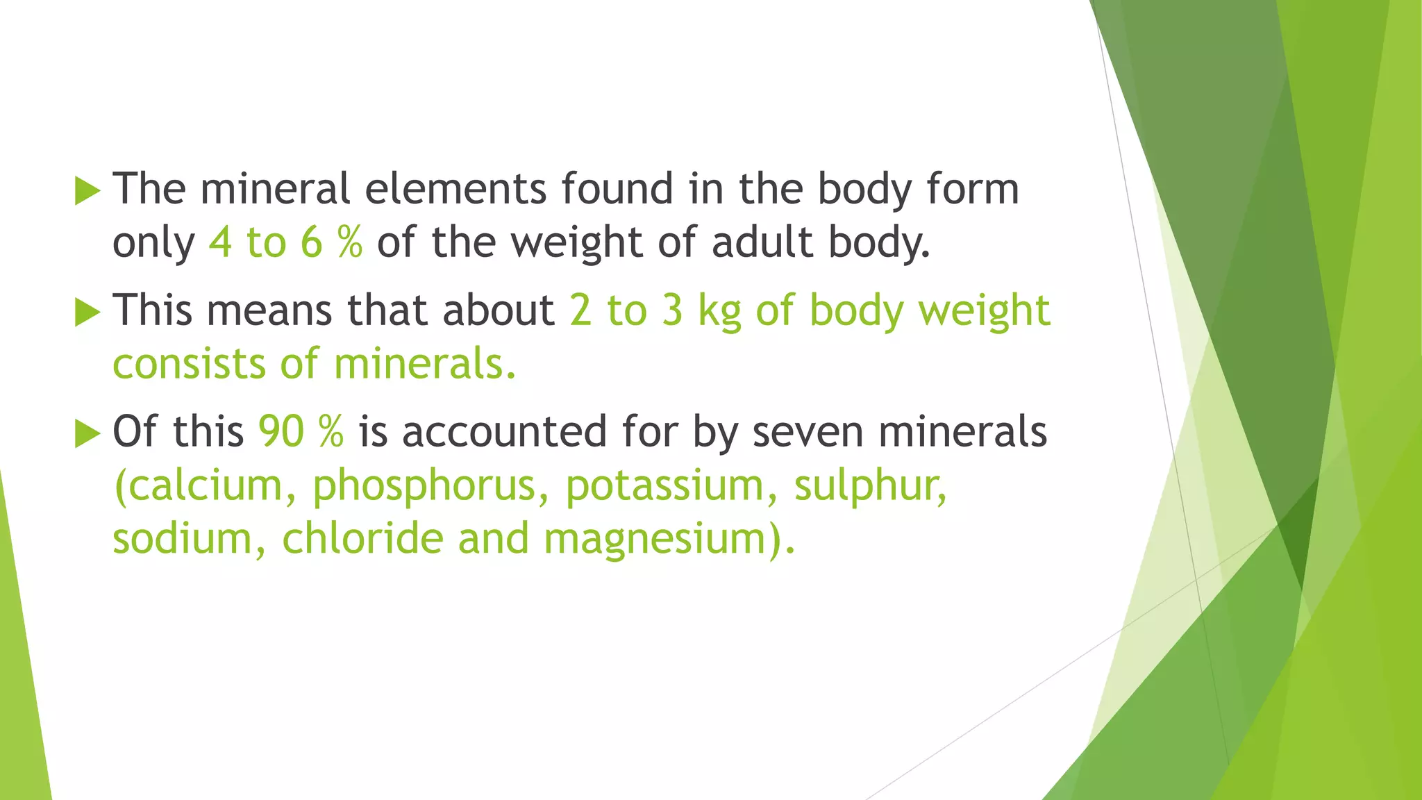 Minerals in human body general introduction | PPTX