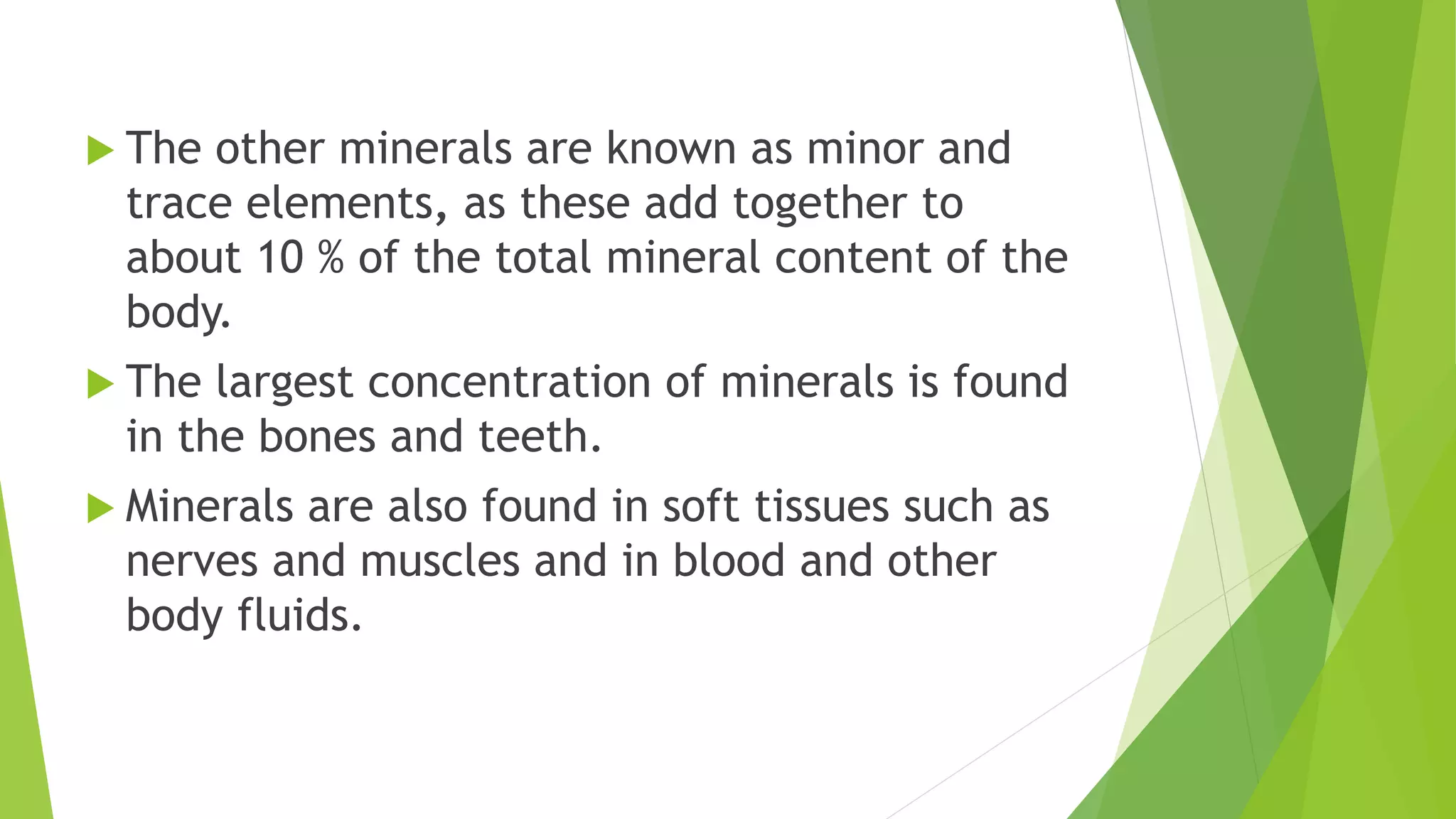 Minerals in human body general introduction | PPTX