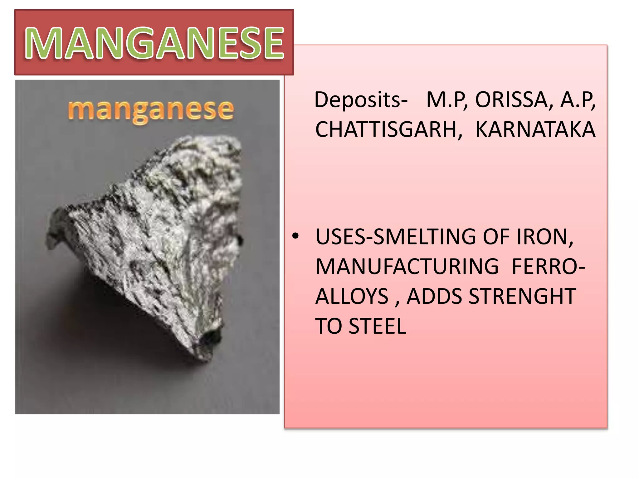 Minerals in india ppt | PPTX