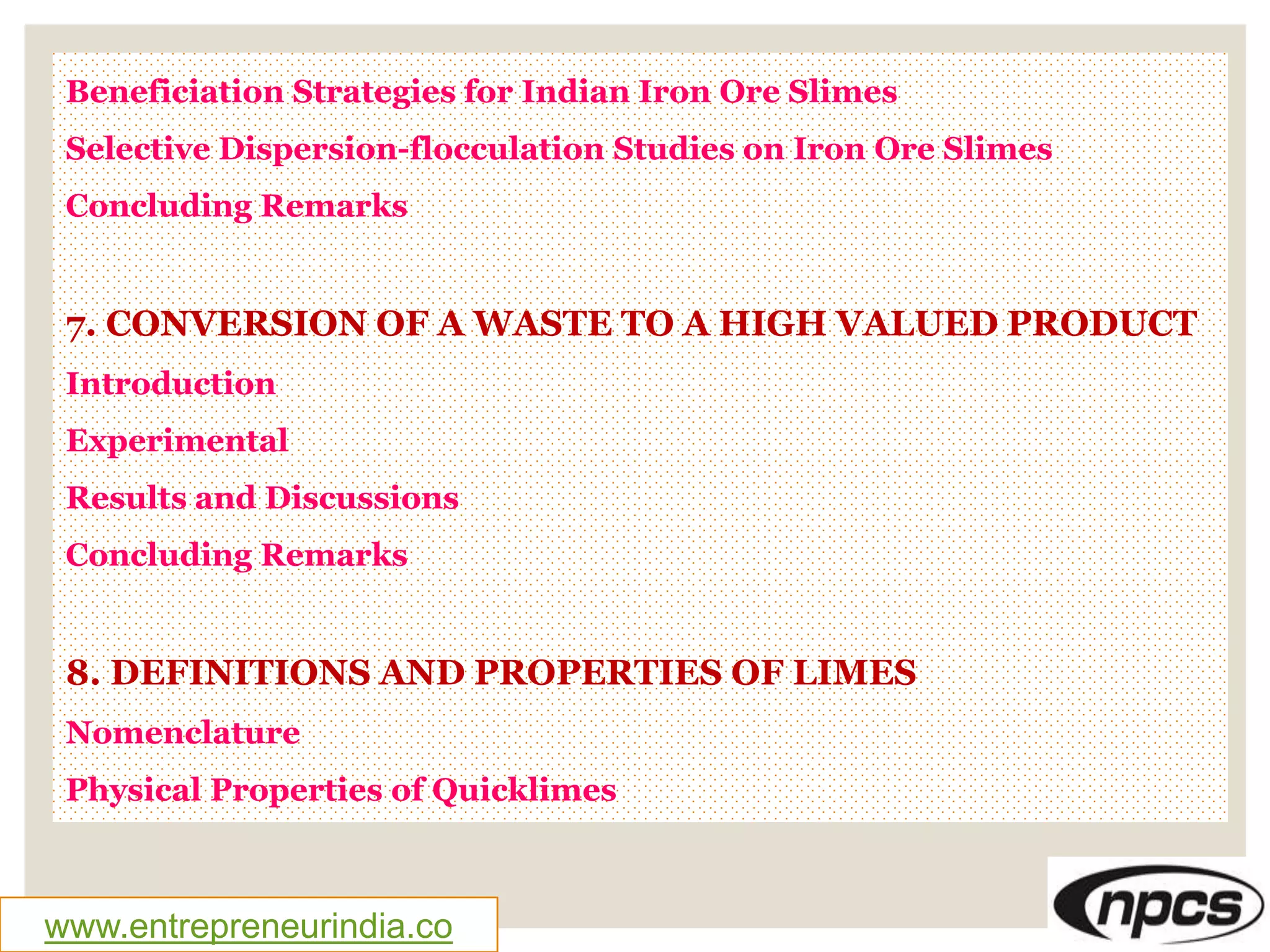 Minerals and Mineral Processing, Extractive Metallurgy, Ore Dressing ...
