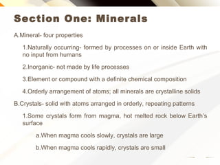 Minerals Notes | PPT