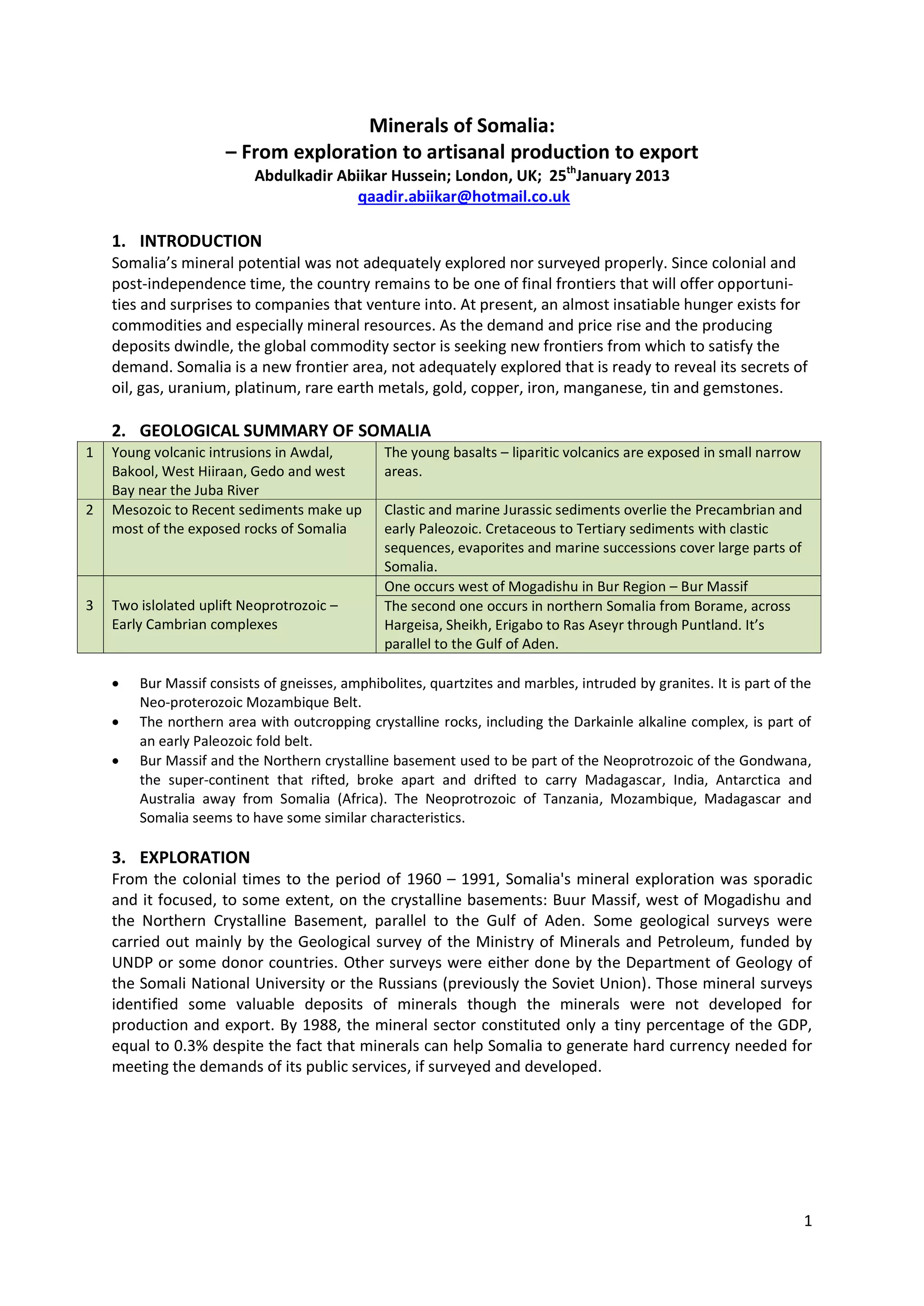 Minerals of somalia | PDF