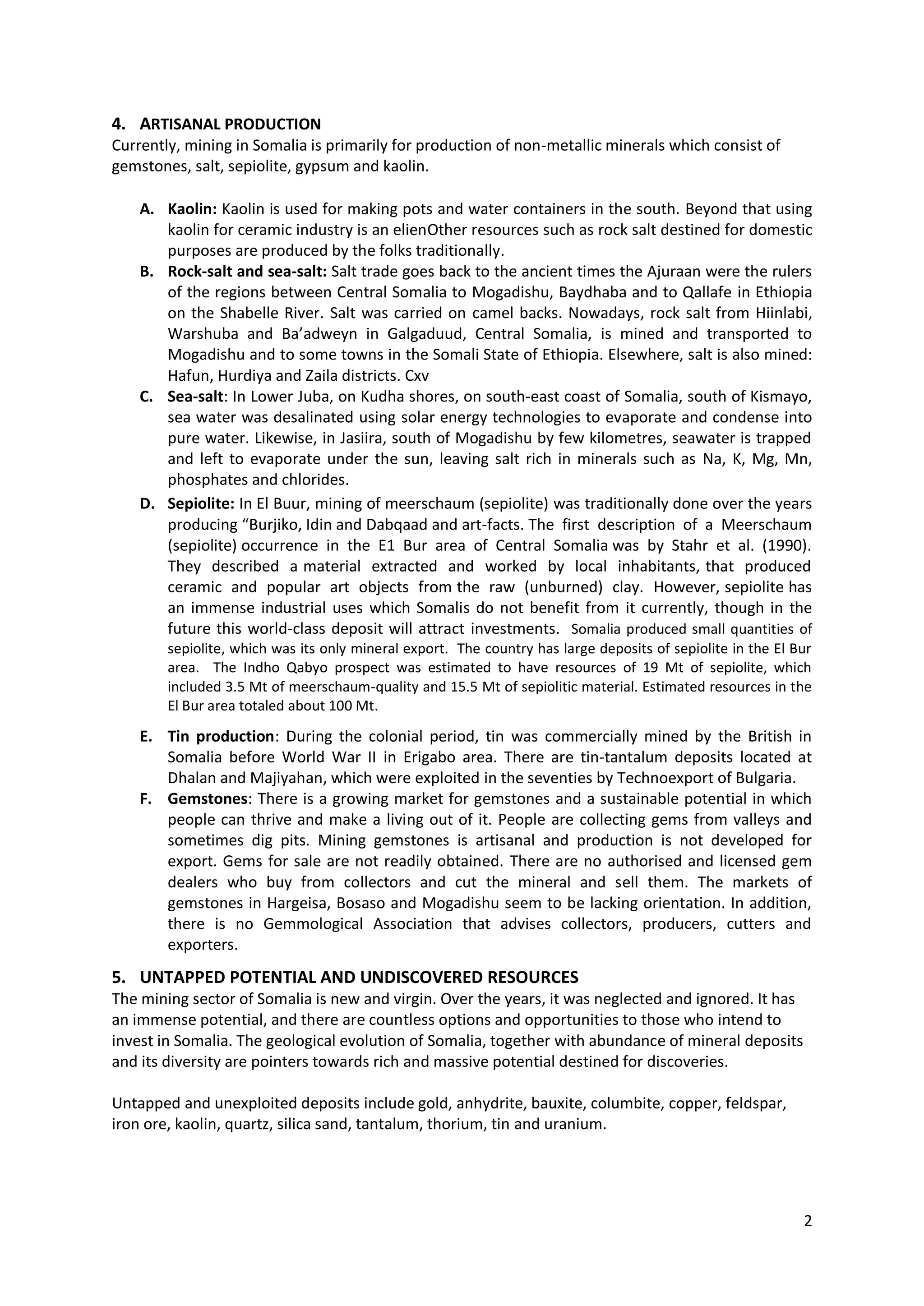 Minerals of somalia | PDF