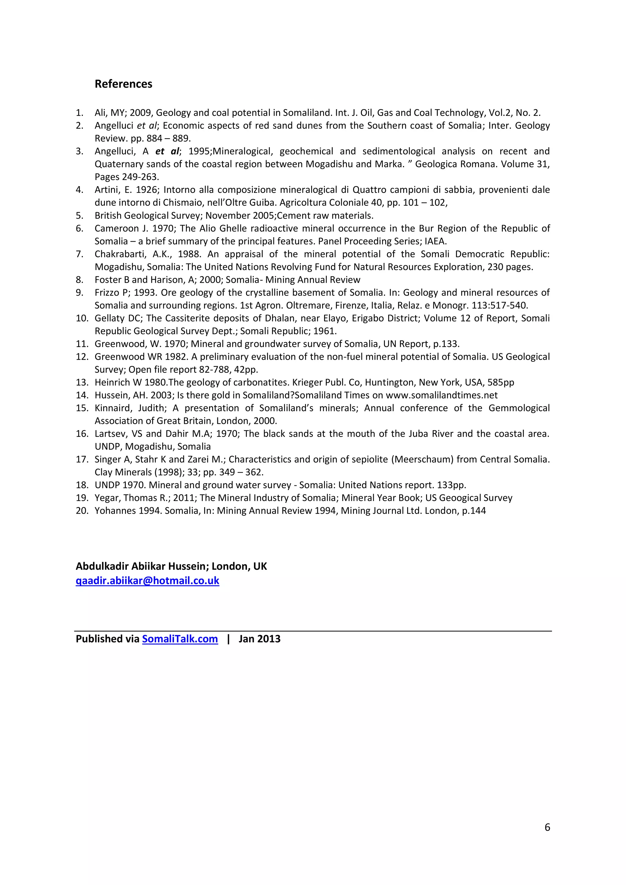 Minerals of somalia | PDF