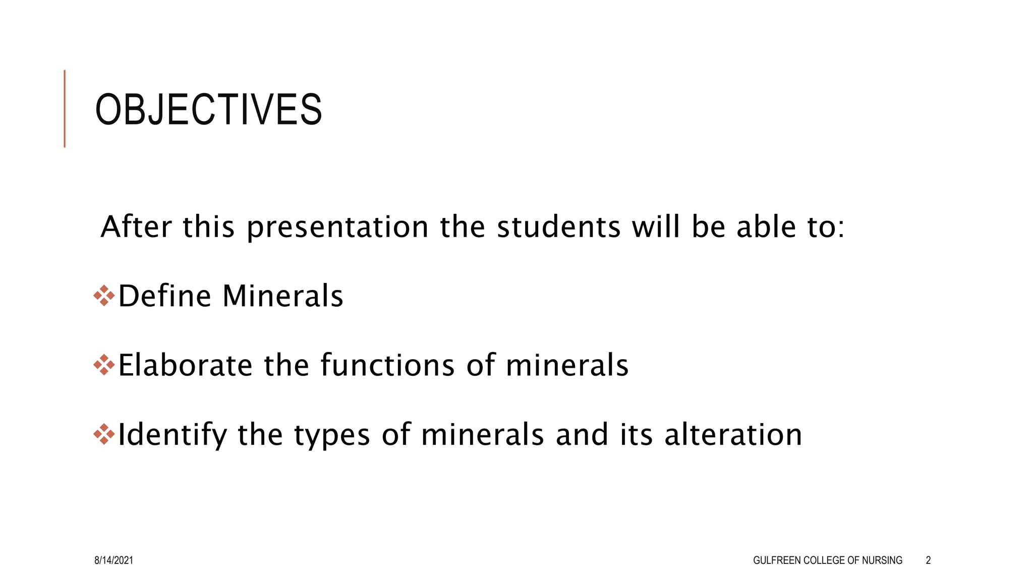 Minerals ppt | PPTX | Chemistry | Science