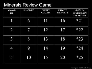 Minerals PowerPoint Quiz Game, Earth Science Lessonplan PowerPoint | PPTX