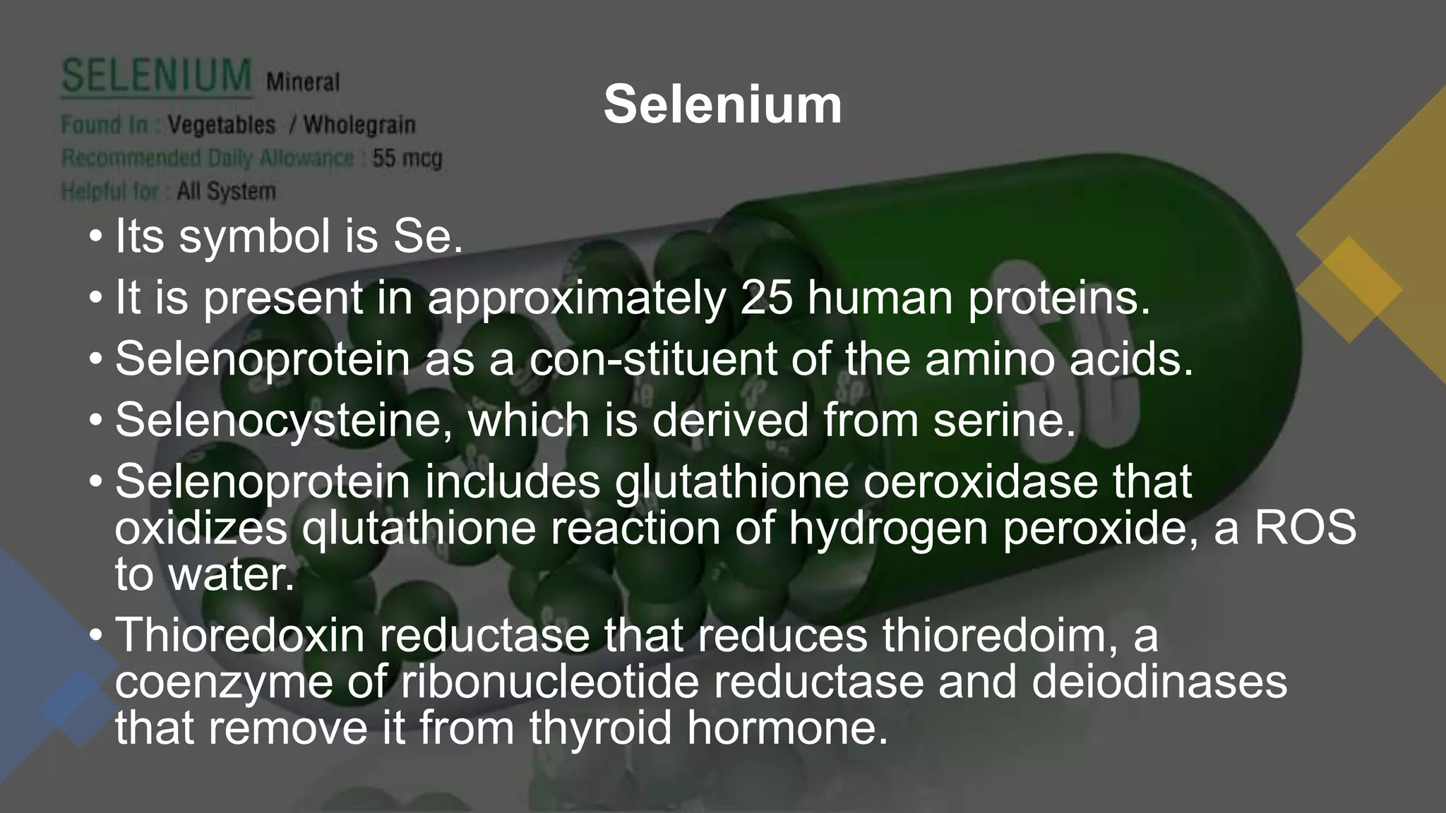 Minerals sodium potassium magnesium chloride, calcium, selenium | PPTX