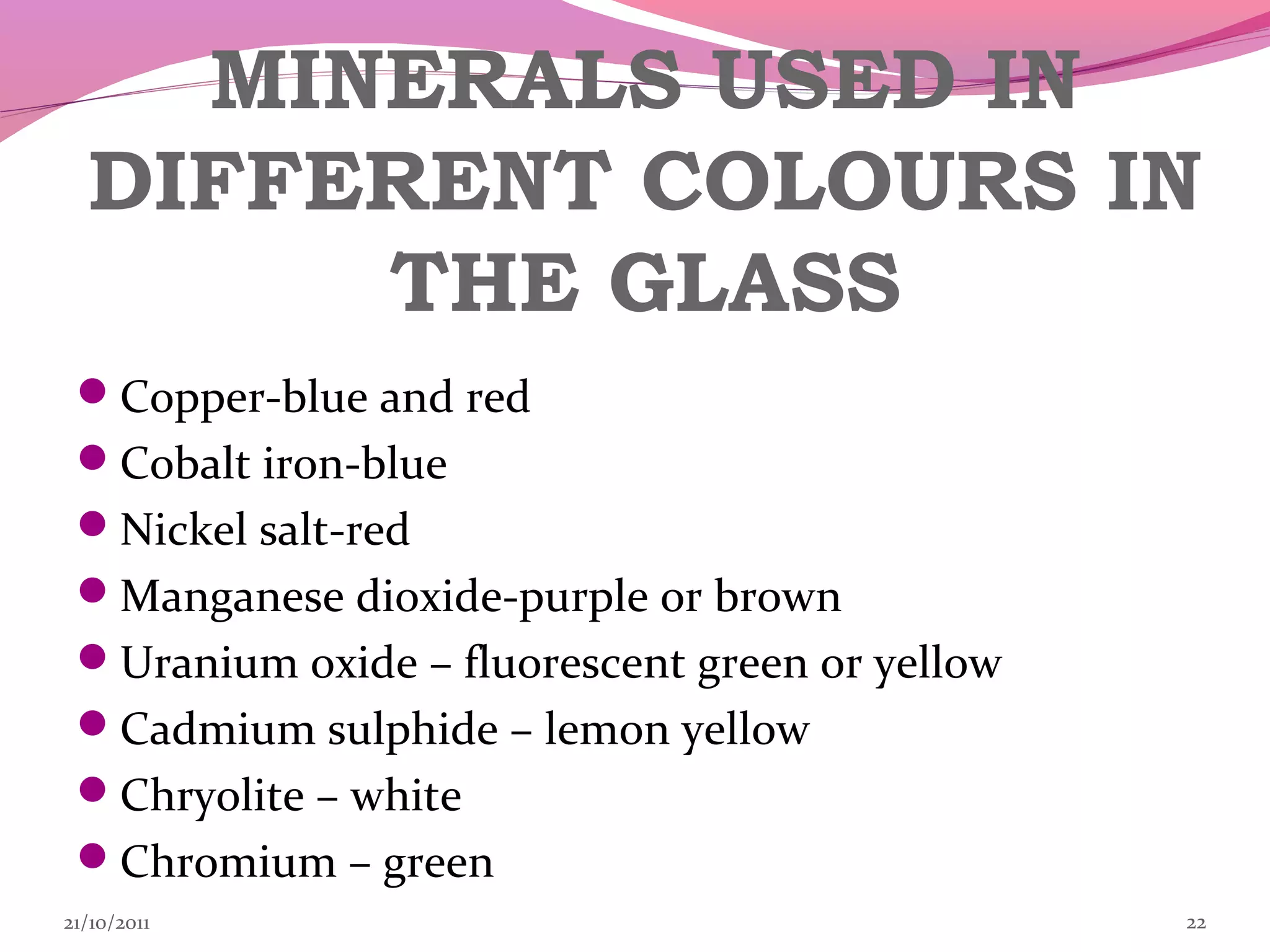 Minerals used as glass making materials | PPT