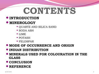 Minerals used as glass making materials | PPT
